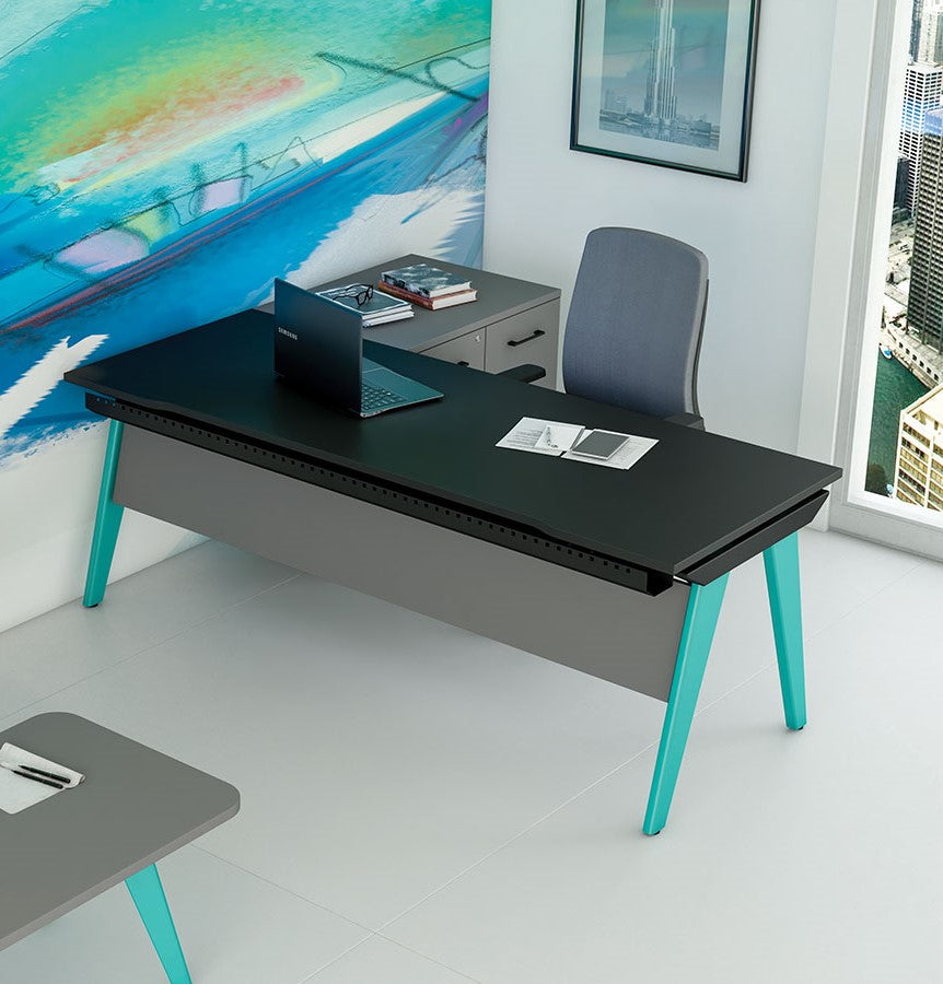 Hoxton Wooden Leg Office Desk — Loop Workplace Furniture