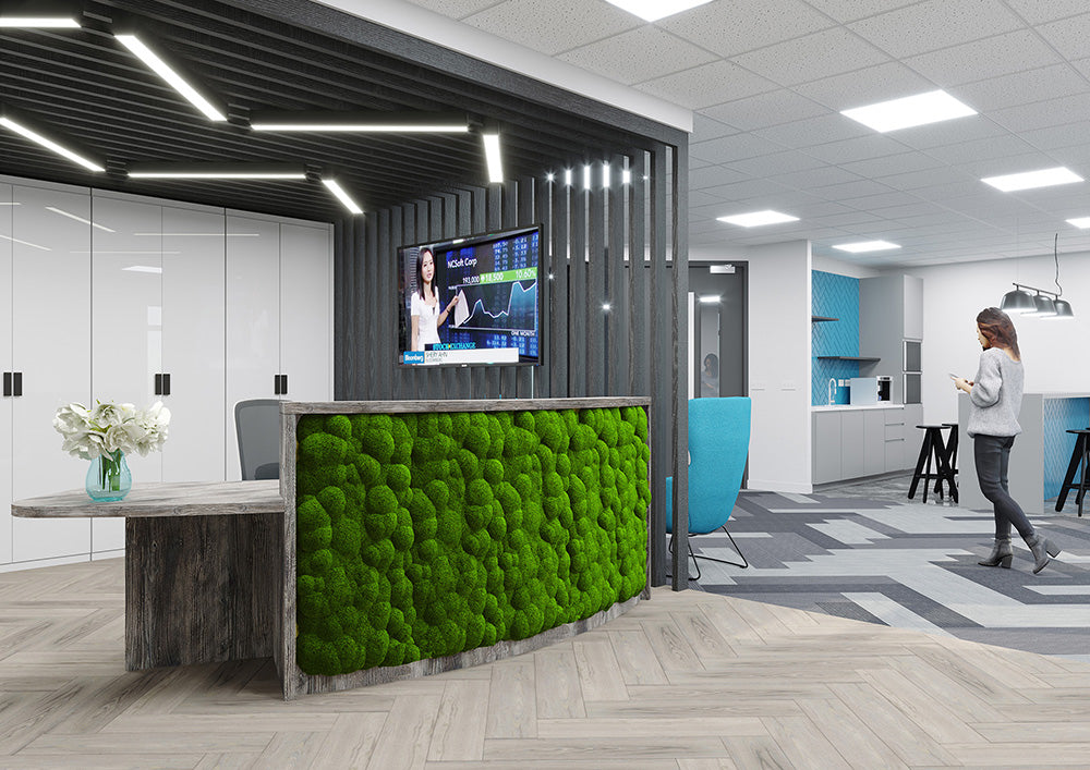 Curved Moss Reception Desk | Reception Desks | Loop Furniture — Loop ...